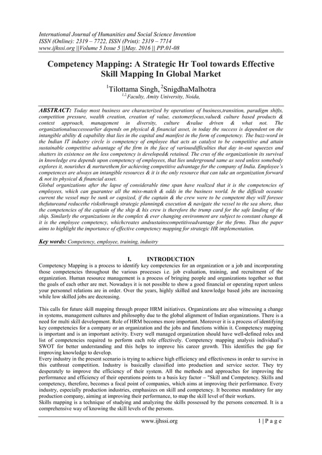 Competency Mapping: A Strategic Hr Tool towards Effective Skill Mapping ...