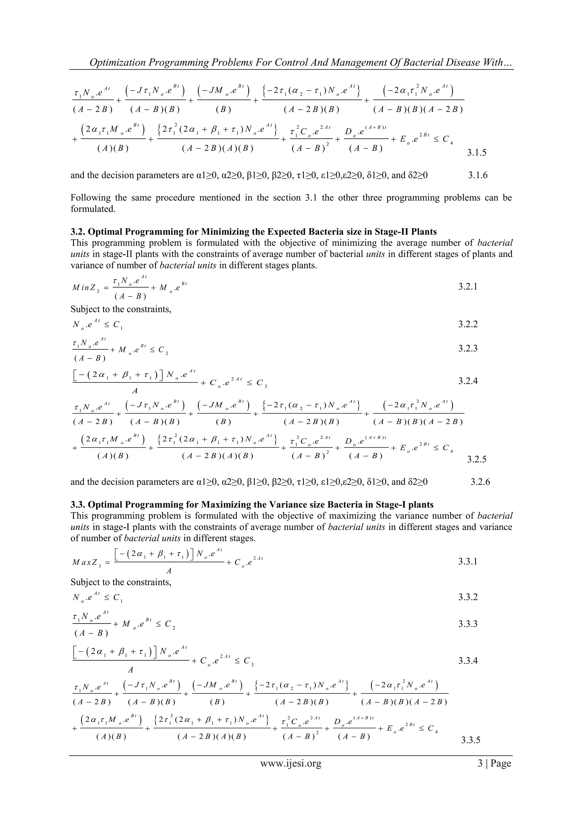 Optimization Programming Problems For Control And Management Of ...