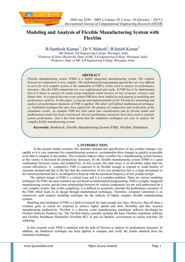Modeling and Analysis of Flexible Manufacturing System with FlexSim | PDF