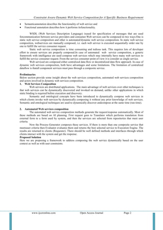 Constraint Aware Dynamic Web Service Composition for A Specific Business Requirement | PDF