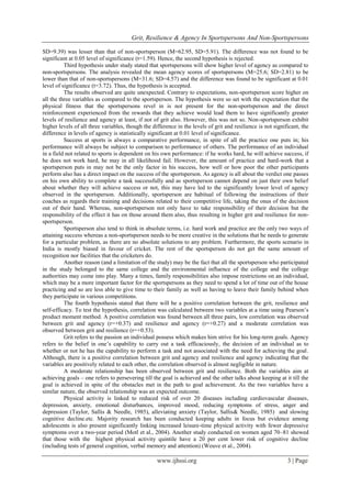 Grit, Resilience & Agency in Sportspersons and NonSportspersons | PDF
