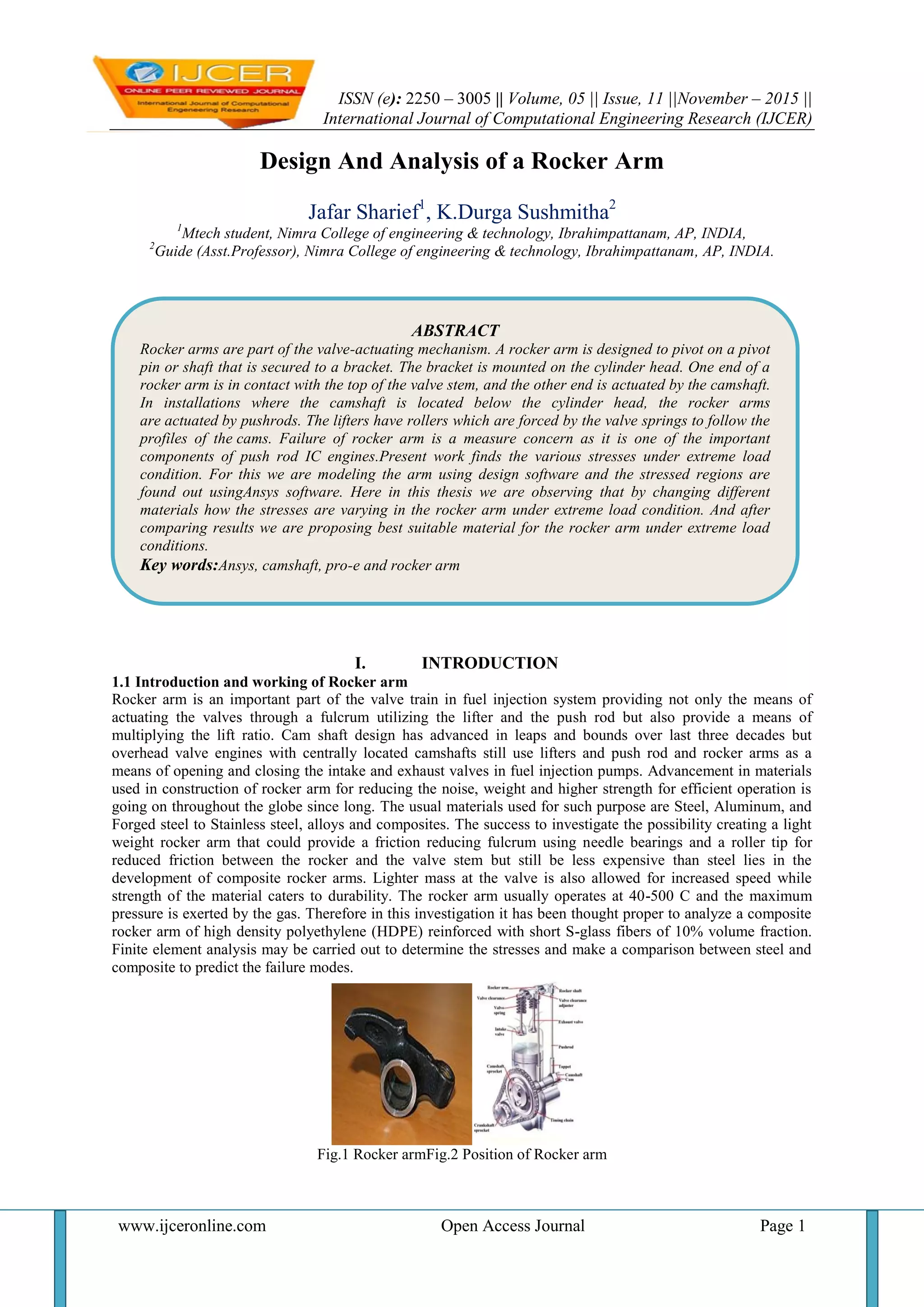 Design And Analysis of a Rocker Arm | PDF