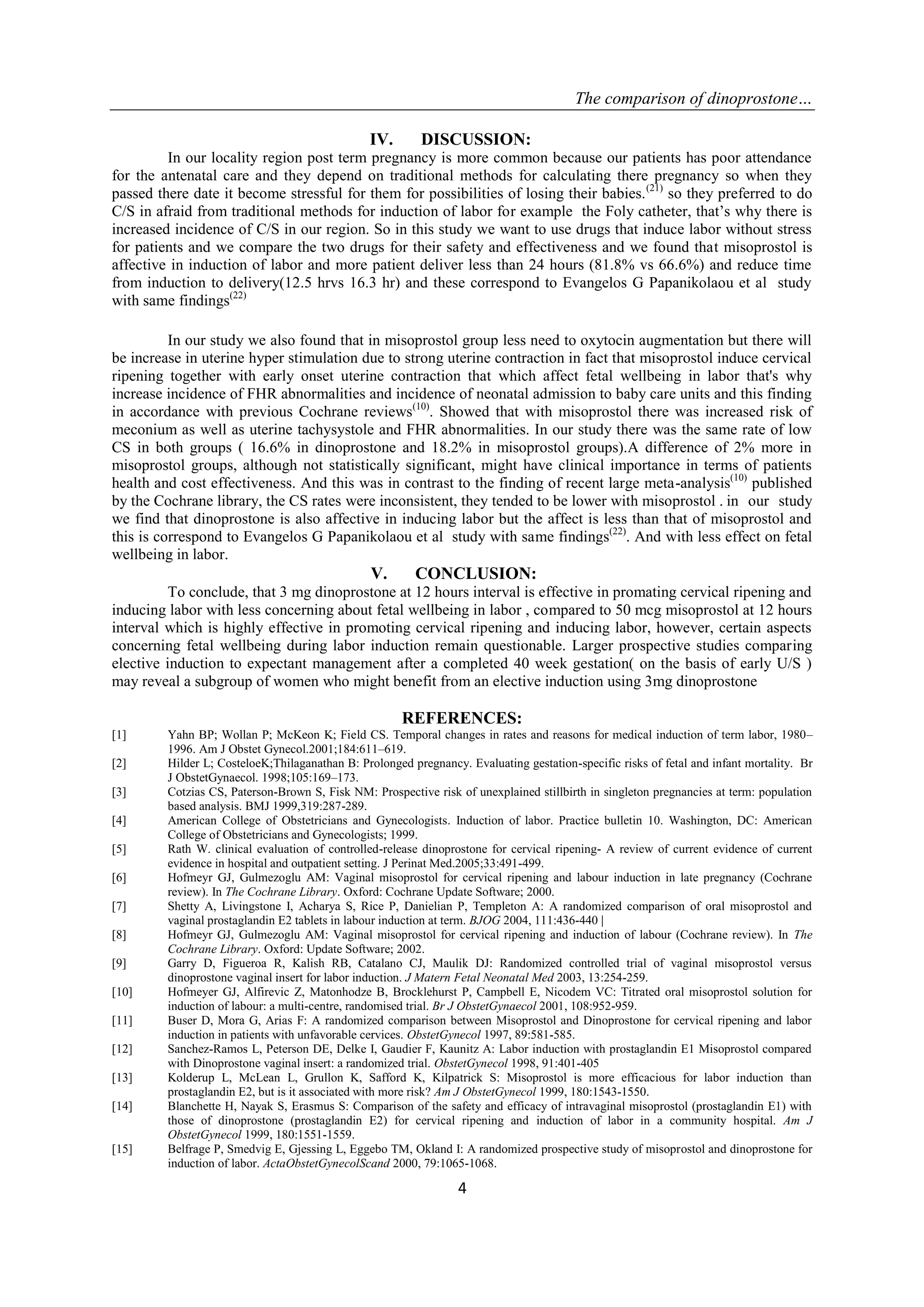 The comparison of dinoprostone and vagiprost for induction of lobar in ...