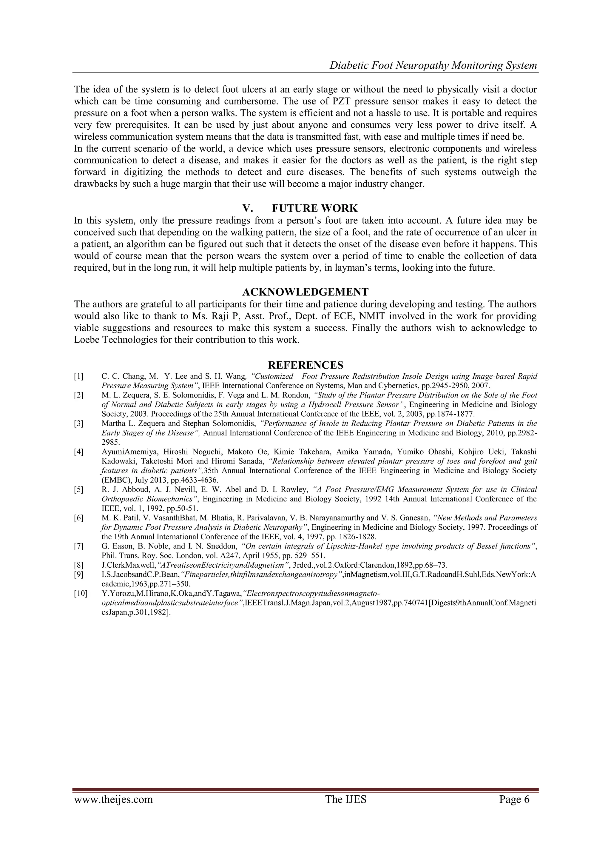 Diabetic Foot Neuropathy Monitoring System | PDF