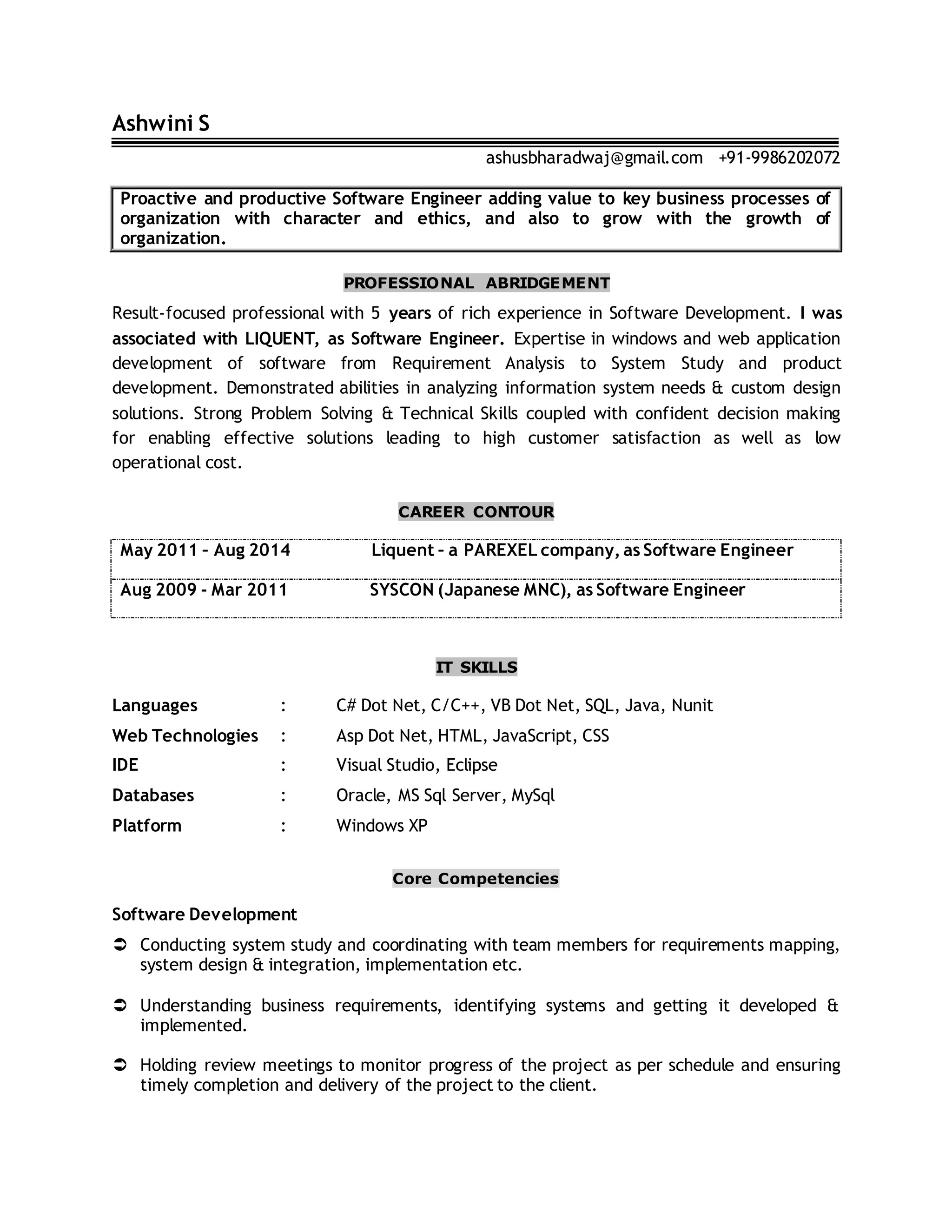 Ashwini_S_(BE,_Software_Engineer) | PDF