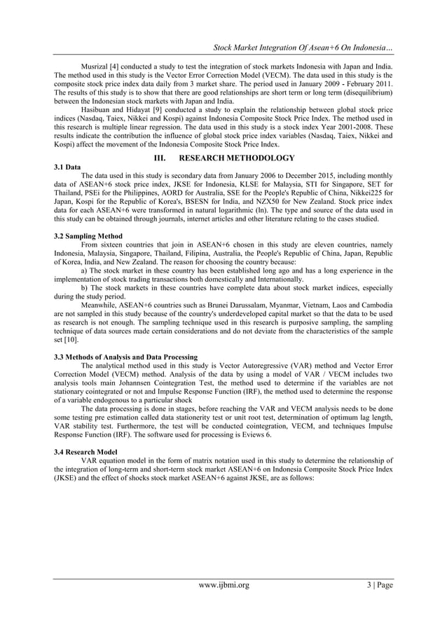 Stock Market Integration of Asean+6 on Indonesia Composite Stock Price ...