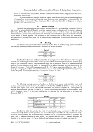 Improving Students’ Achievement of Social Science By Using Jigsaw CooperativeLearningModel at ...