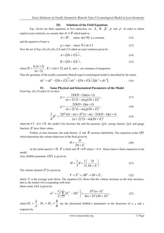 Exact Solutions of Axially Symmetric Bianchi Type-I Cosmological Model in Lyra Geometry | PDF