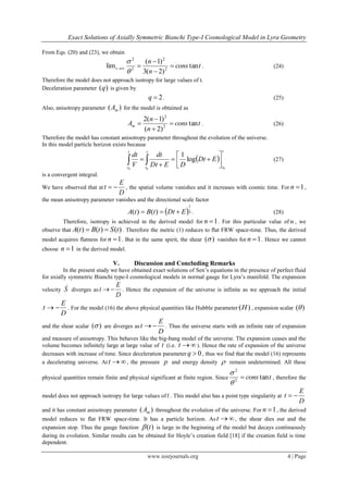 Exact Solutions of Axially Symmetric Bianchi Type-I Cosmological Model in Lyra Geometry | PDF