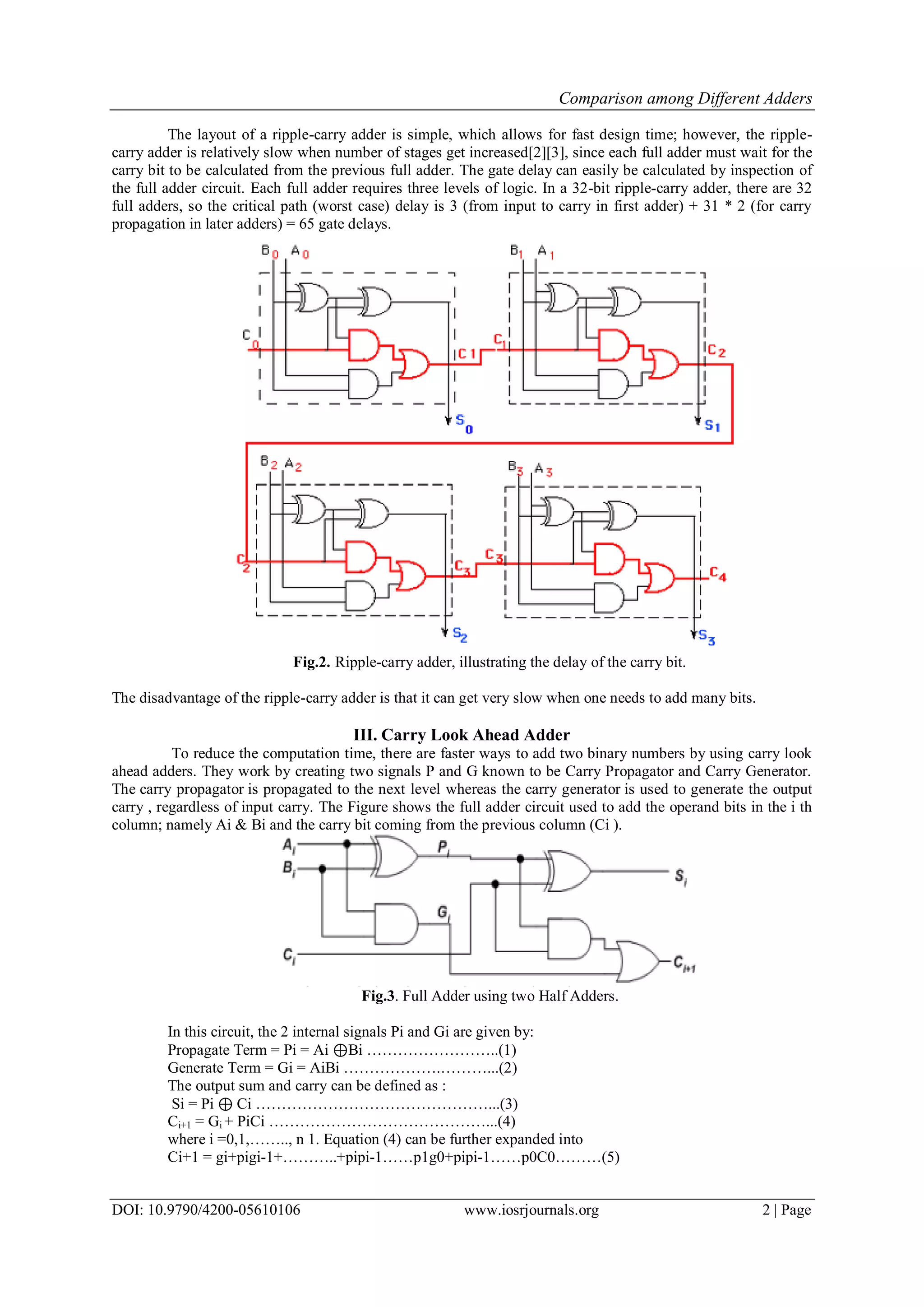 Comparison among Different Adders | PDF