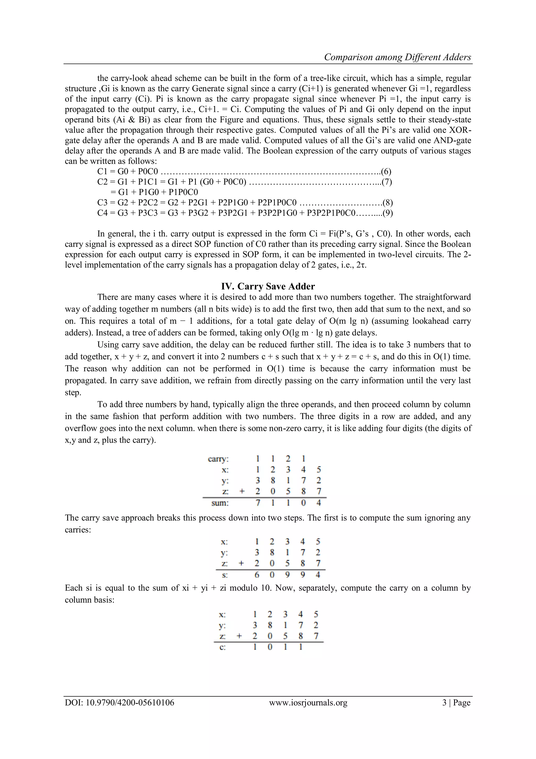 Comparison among Different Adders | PDF