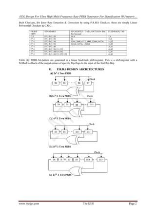 H.D.L Design for Ultra High Multi Frequency Rate P.R.B.S Generator for Identification of ...