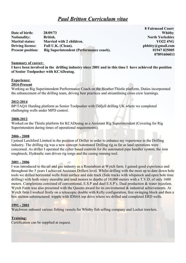 Paul Britton CV | PDF