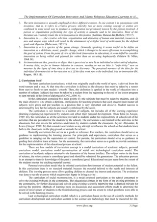 The Implementation of Curriculum Innovation and Islamic Religious Education Learning At Al Azhar ...