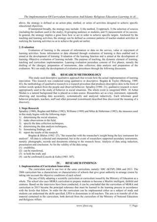 The Implementation of Curriculum Innovation and Islamic Religious Education Learning At Al Azhar ...