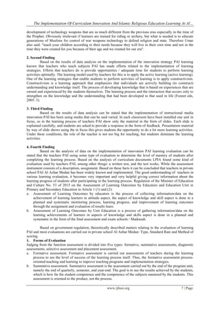 The Implementation of Curriculum Innovation and Islamic Religious Education Learning At Al Azhar ...