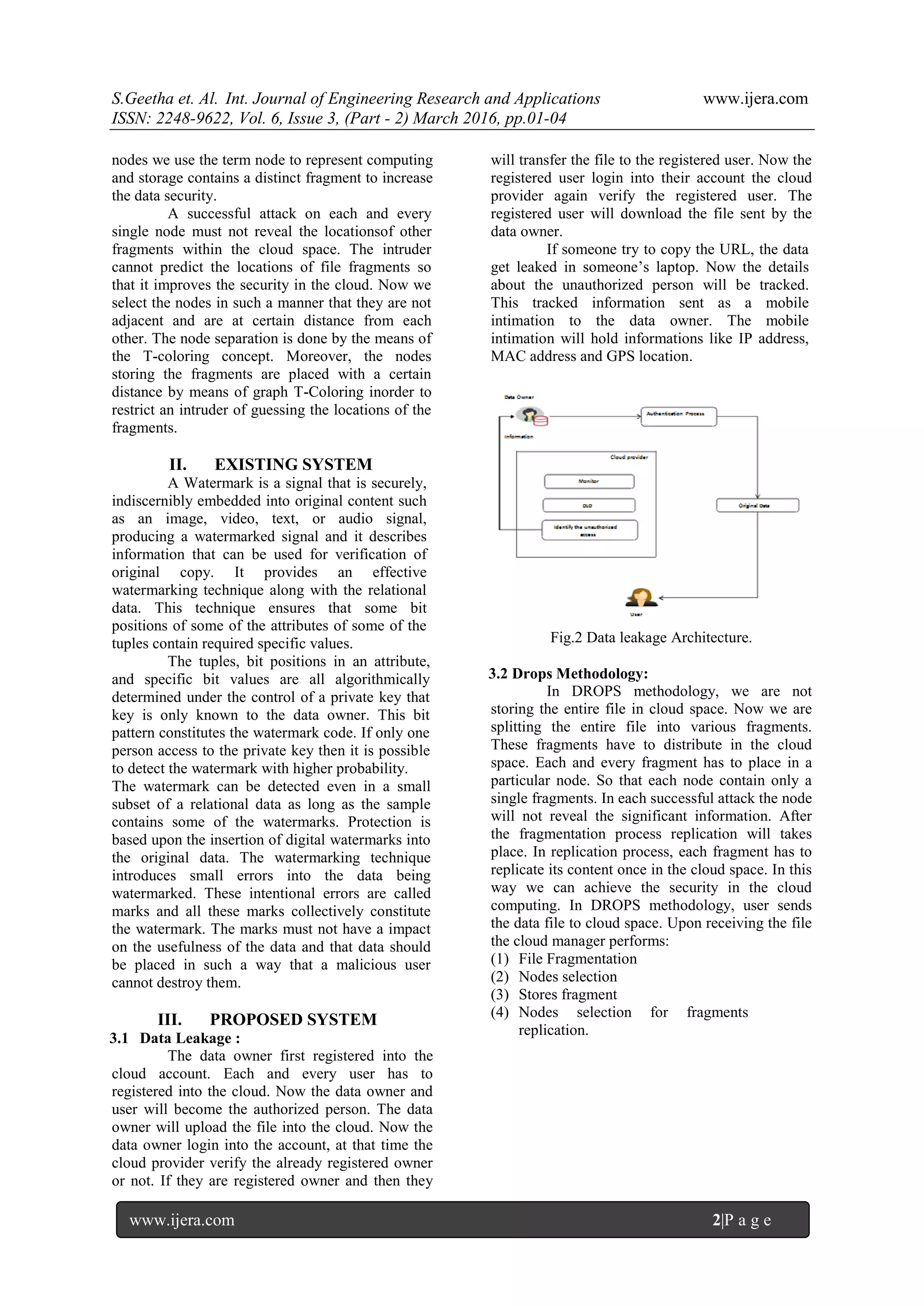 Data Leakage Detection And Security Using Cloud Computing Pdf Cloud