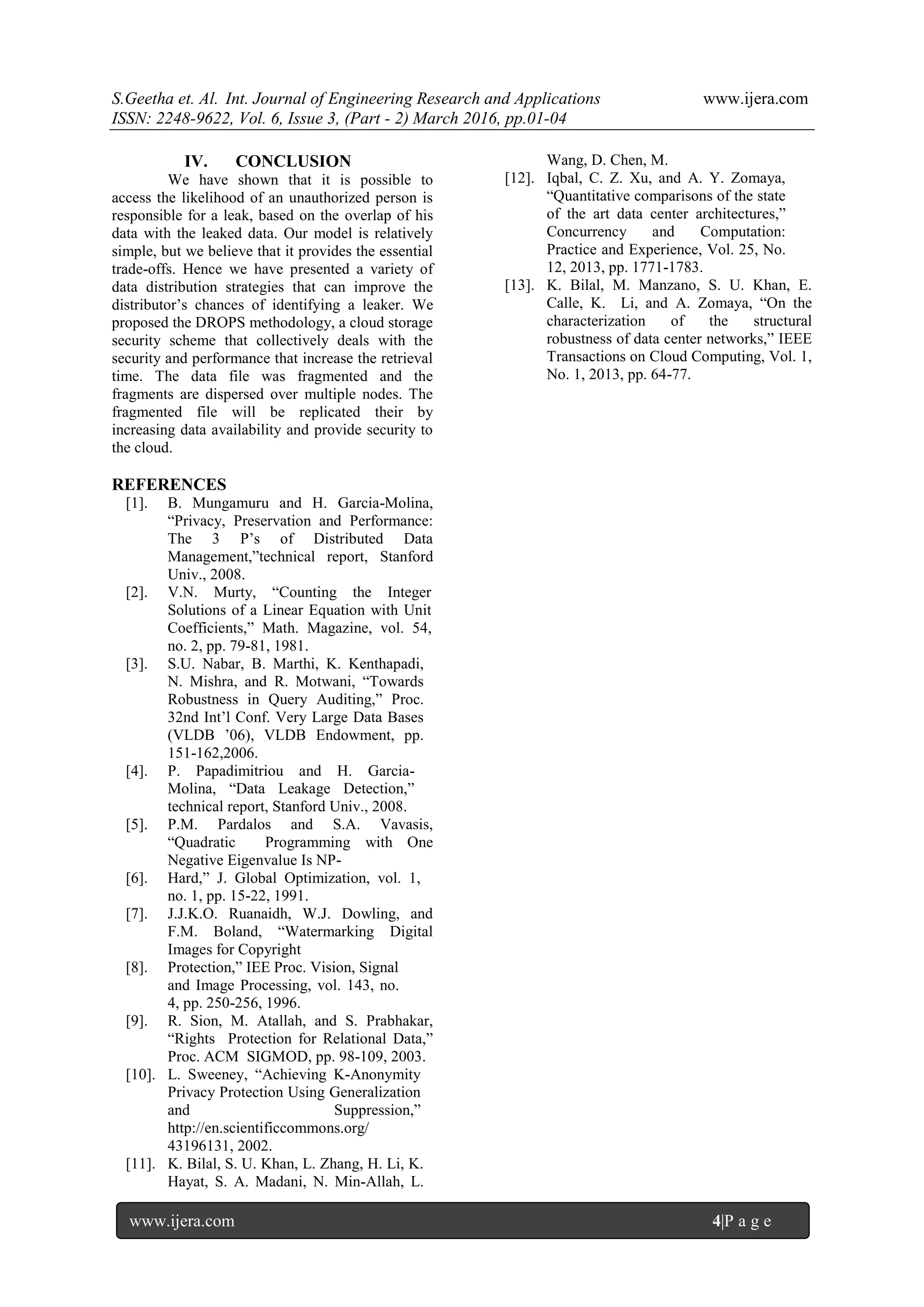 Data Leakage Detection and Security Using Cloud Computing | PDF | Cloud Computing | Internet