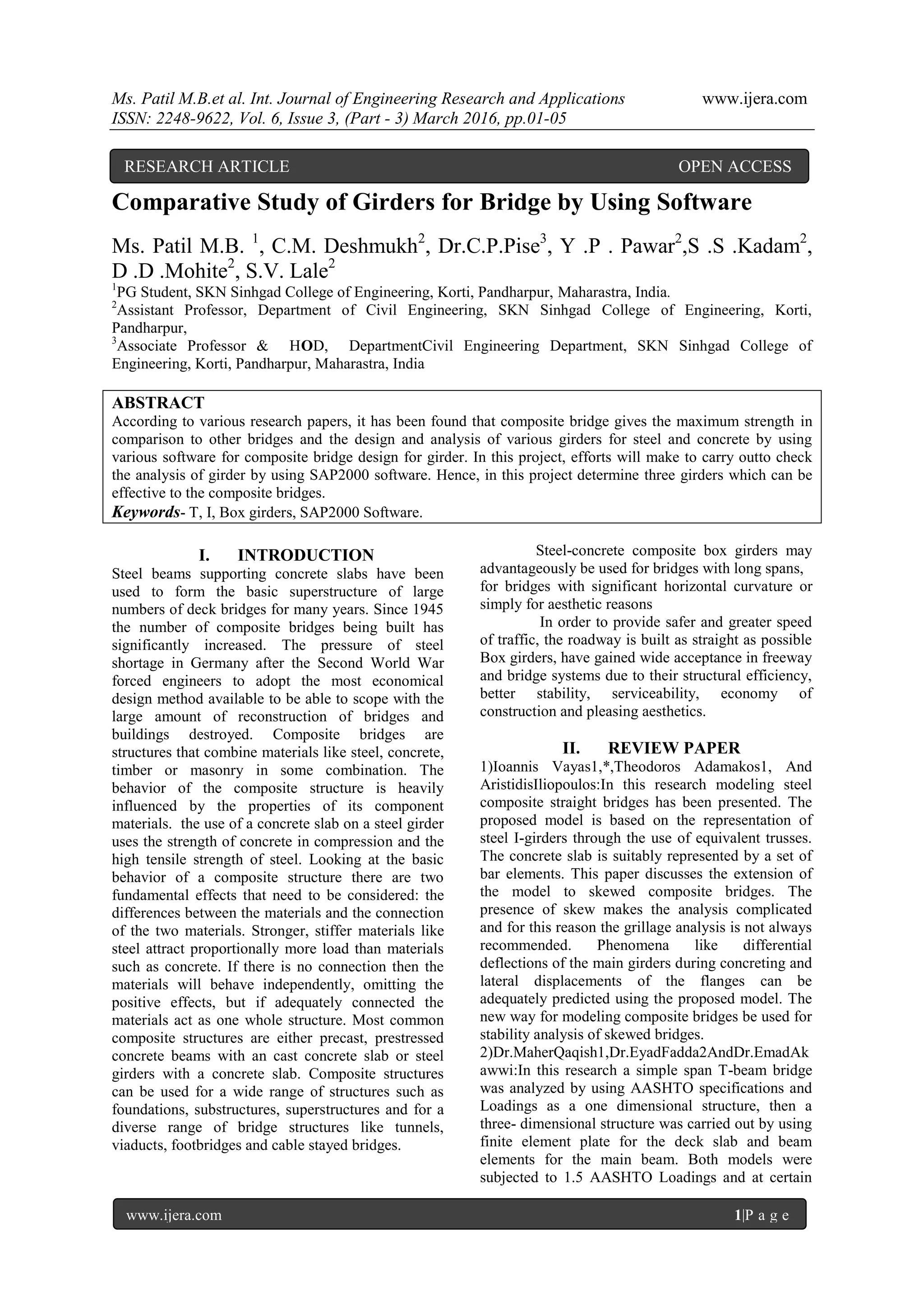 Comparative Study of Girders for Bridge by Using Software | PDF
