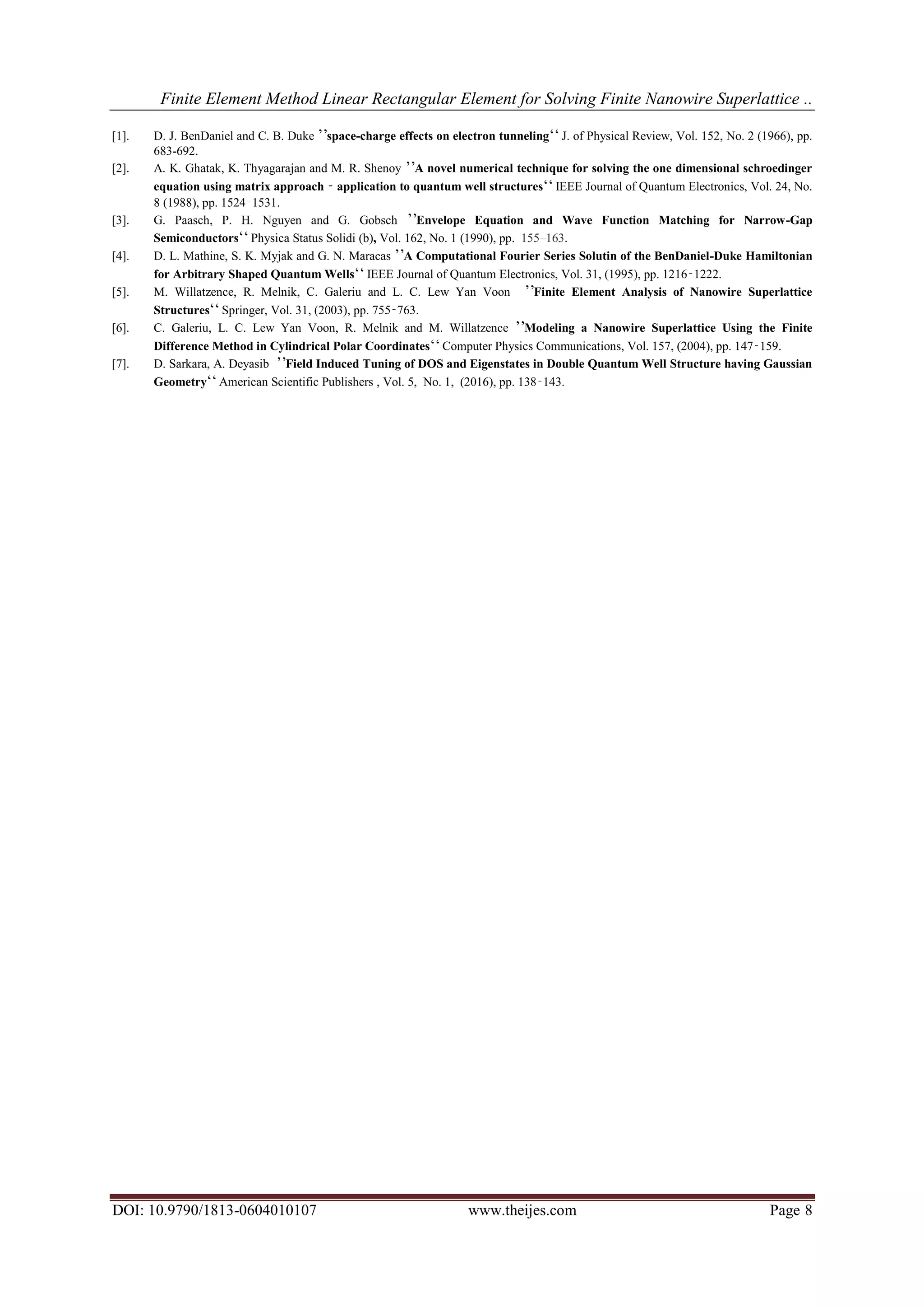 Finite Element Method Linear Rectangular Element For Solving Finite Nanowire Superlattice