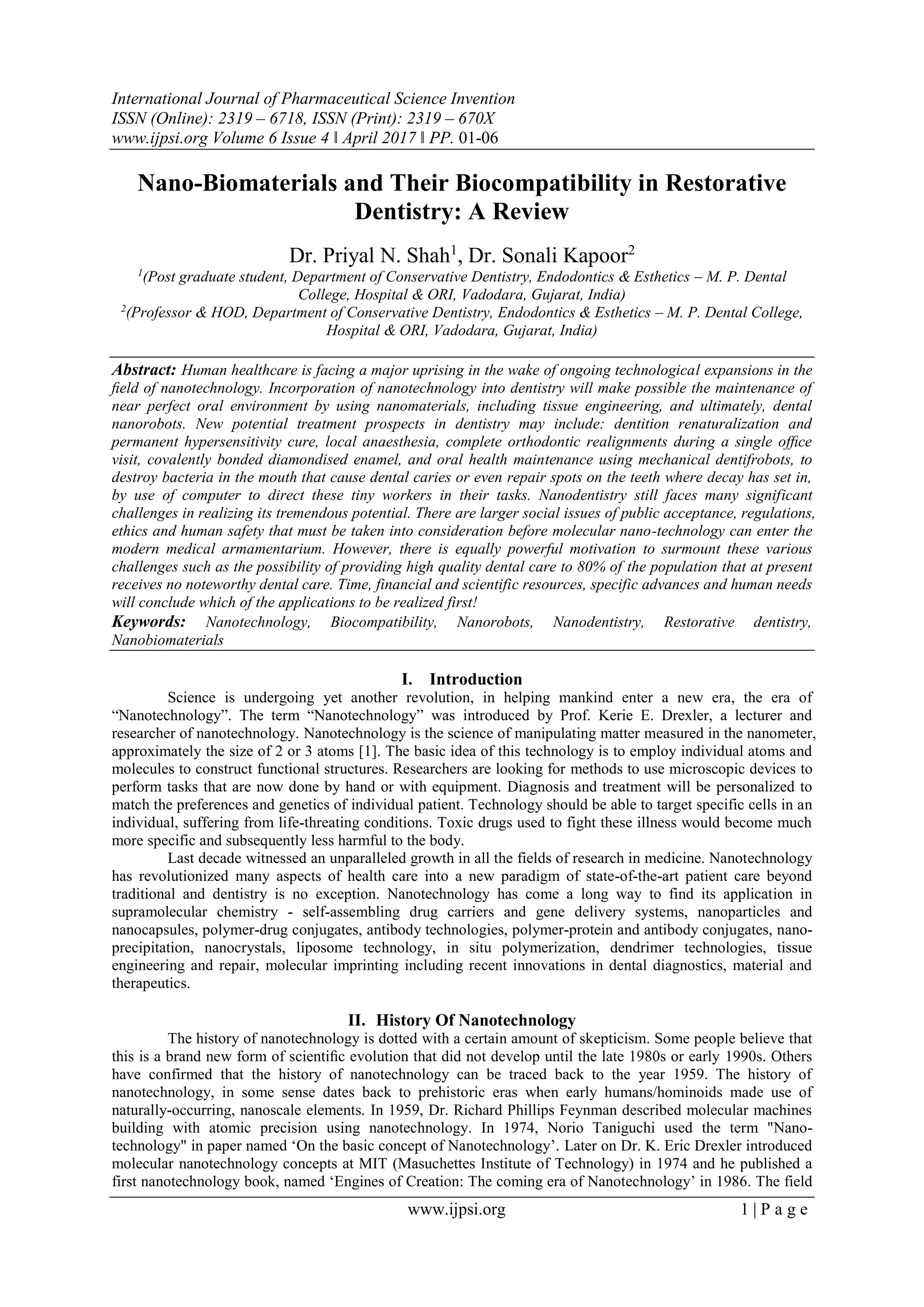 Nano-Biomaterials and Their Biocompatibility in Restorative Dentistry ...