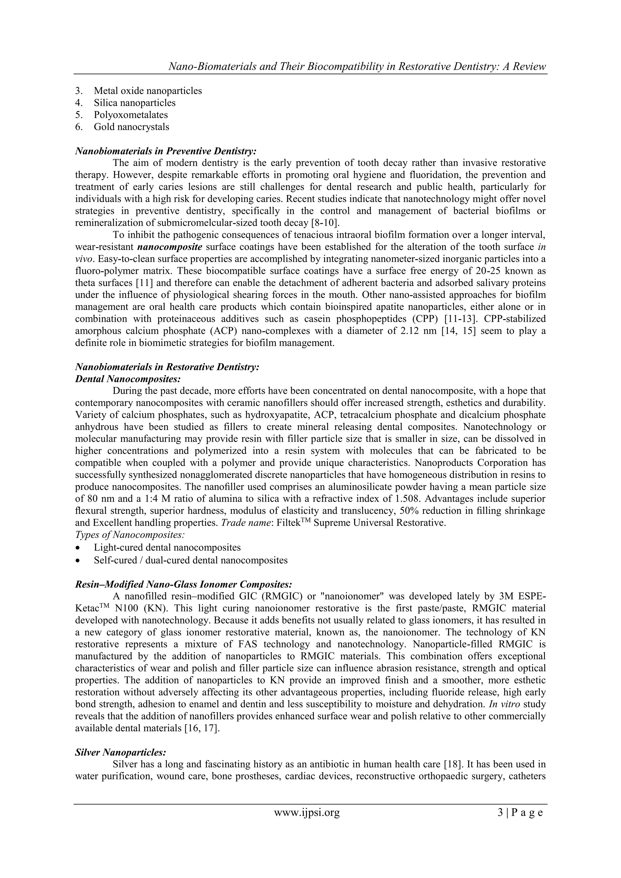 Nano-Biomaterials and Their Biocompatibility in Restorative Dentistry ...