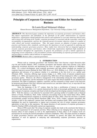 Principles of Corporate Governance and Ethics for Sustainable Business | PDF | Business ...