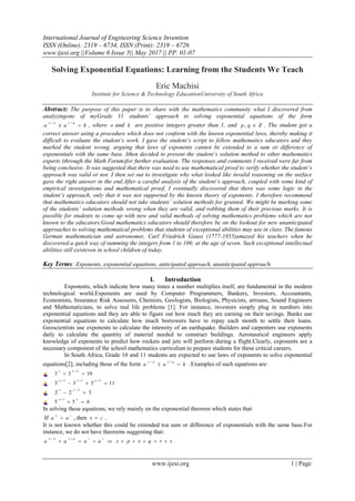 Solving Exponential Equations: Learning from the Students We Teach | PDF
