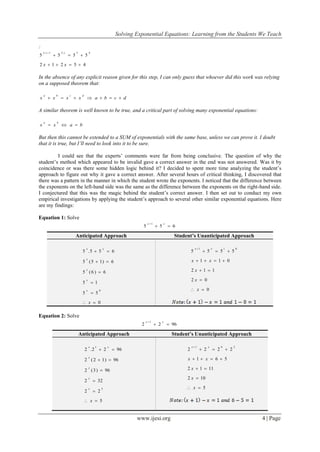 Solving Exponential Equations: Learning from the Students We Teach | PDF