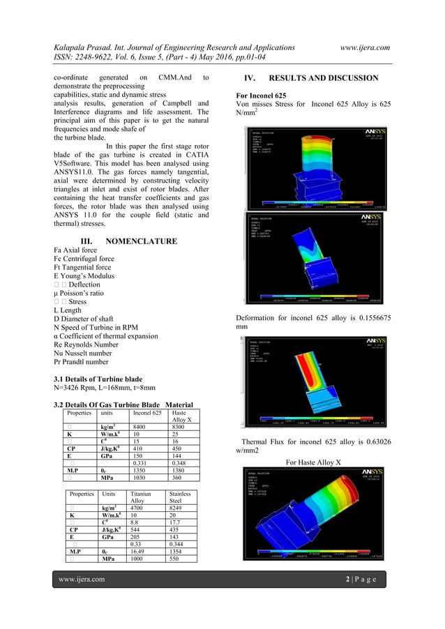 Design and Analysis of First Stage 22omw Gas Turbine Rotor Blade | PDF