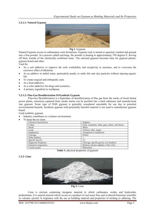 Experimental Study on Gypsum as Binding Material and Its Properties ...