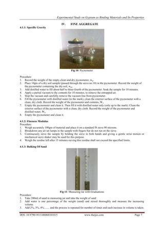 Experimental Study on Gypsum as Binding Material and Its Properties | PDF
