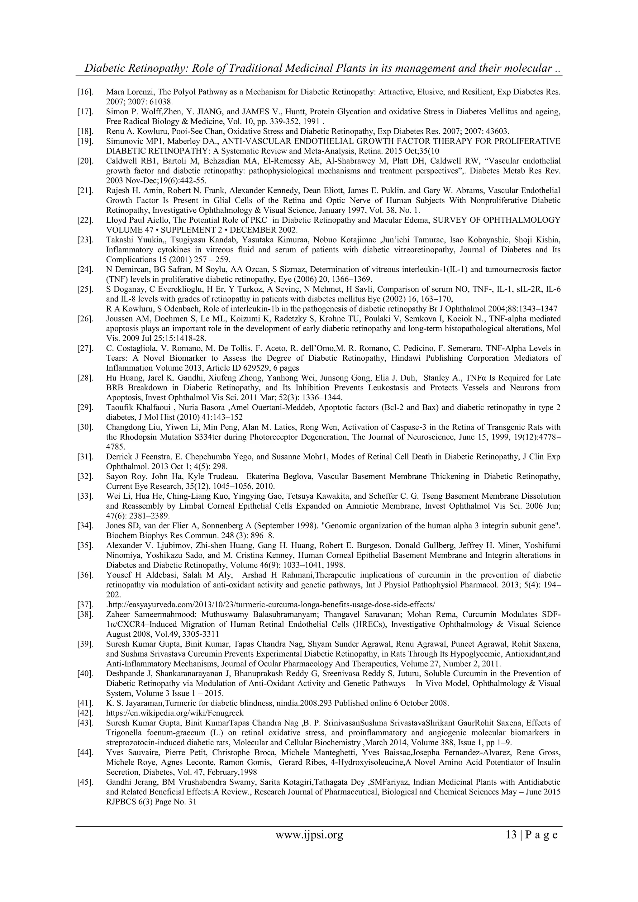 Diabetic Retinopathy: Role of Traditional Medicinal Plants in its management and their molecular ...