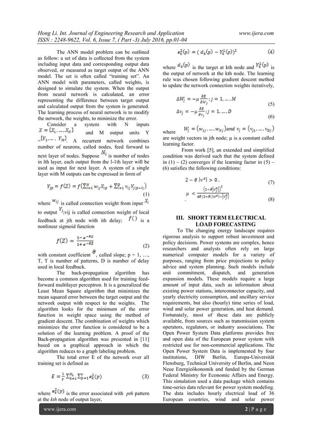 Short Term Electrical Load Forecasting by Artificial Neural Network | PDF