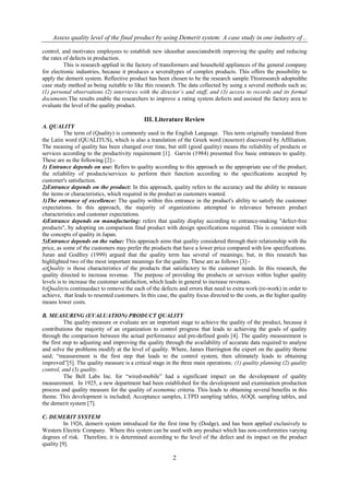 Assess quality level of the final product by using Demerit system: A ...