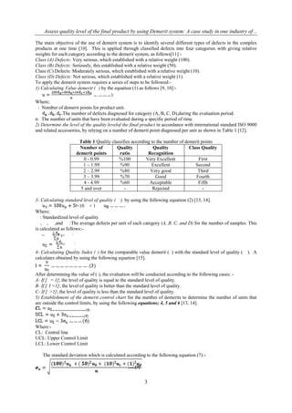 Assess quality level of the final product by using Demerit system: A ...