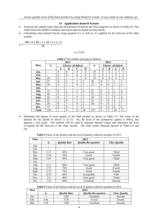 Assess quality level of the final product by using Demerit system: A ...