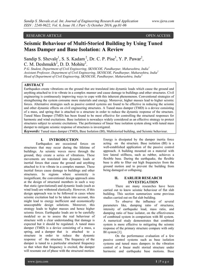 Seismic Behaviour of Multi-Storied Building by Using Tuned Mass Damper and Base Isolation: A ...