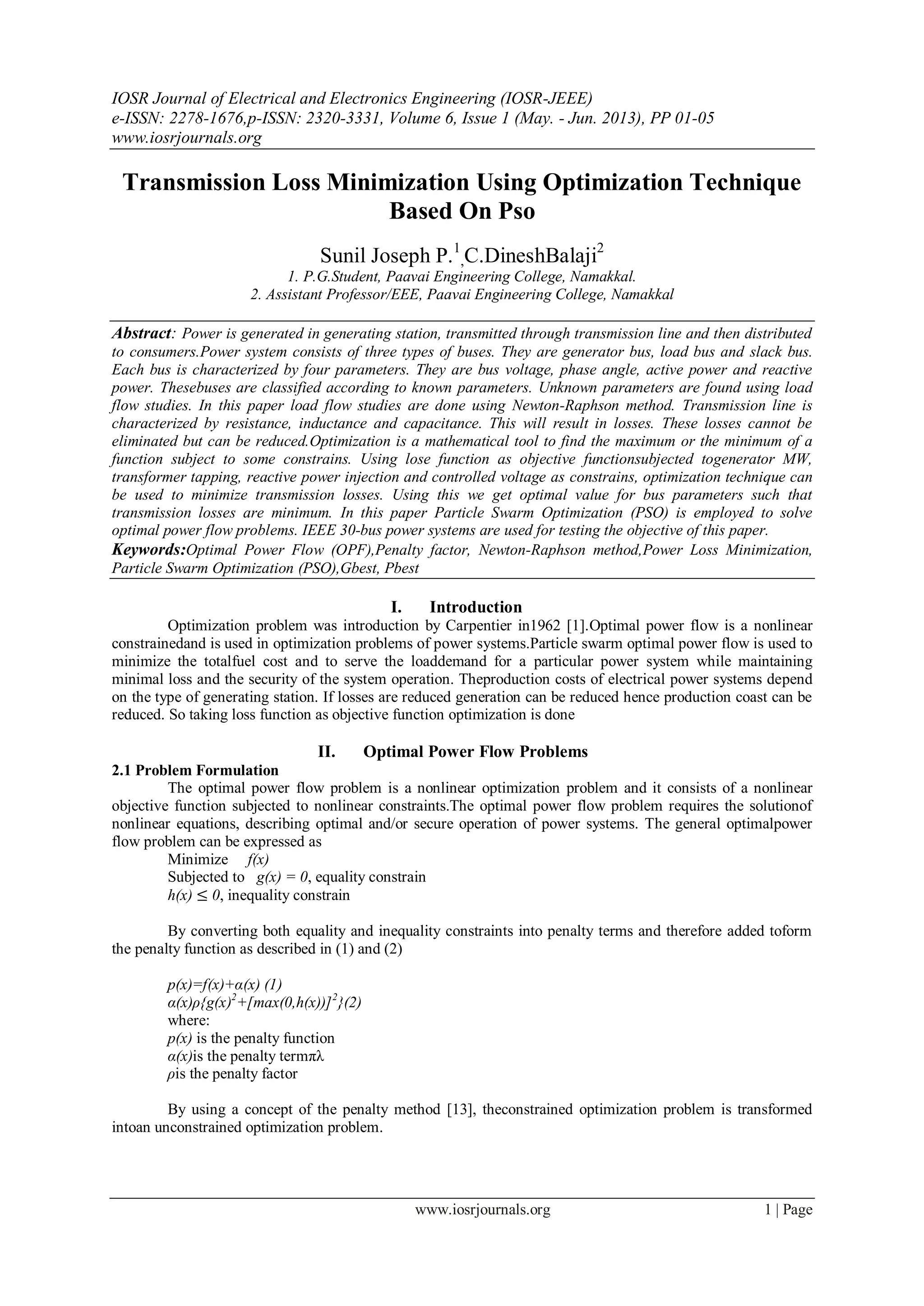 Transmission Loss Minimization Using Optimization Technique Based On ...