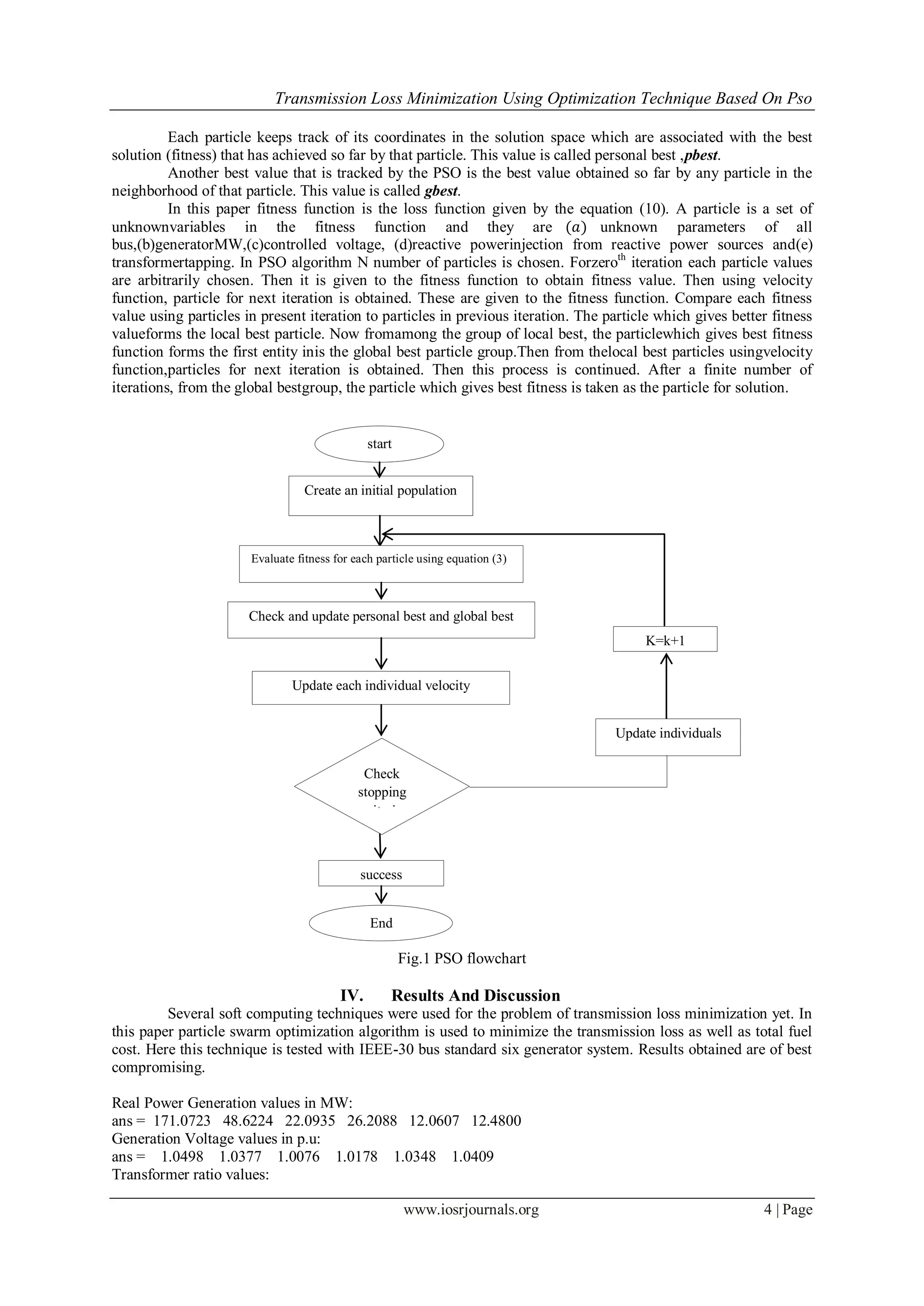 Transmission Loss Minimization Using Optimization Technique Based On Pso | PDF