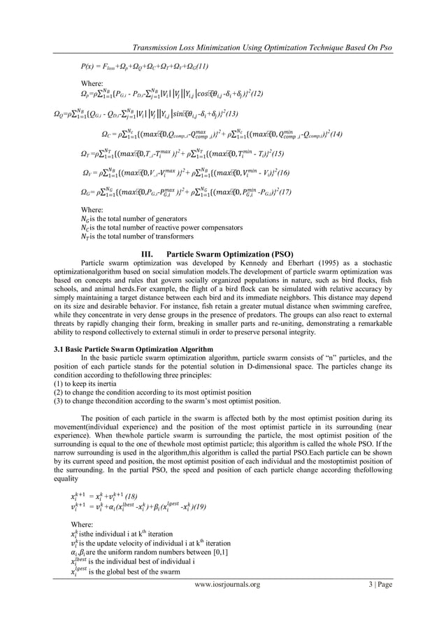 Transmission Loss Minimization Using Optimization Technique Based On Pso | PDF