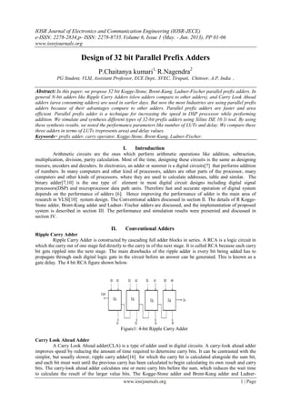 Design of 32 bit Parallel Prefix Adders | PDF