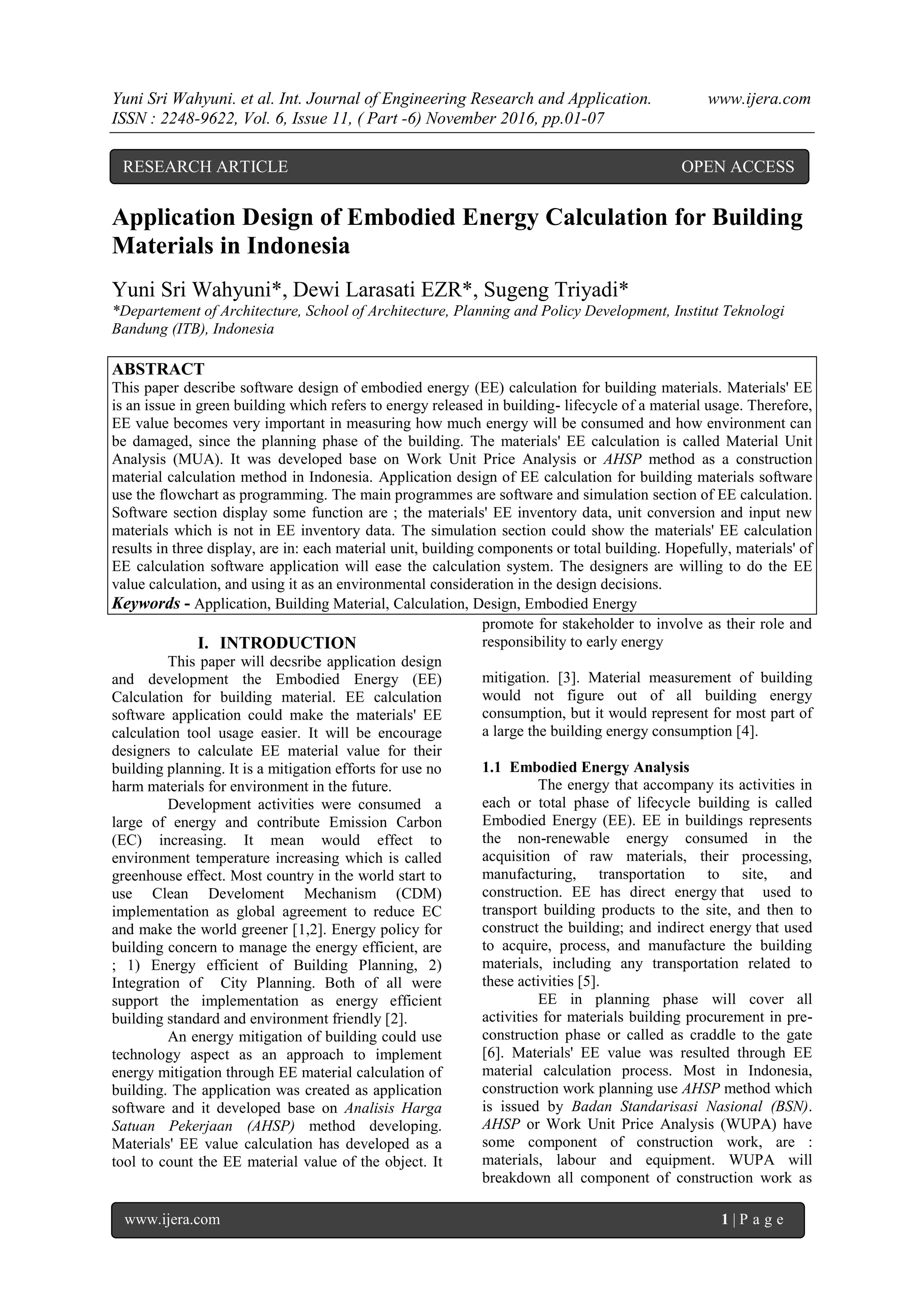 Application Design of Embodied Energy Calculation for Building ...
