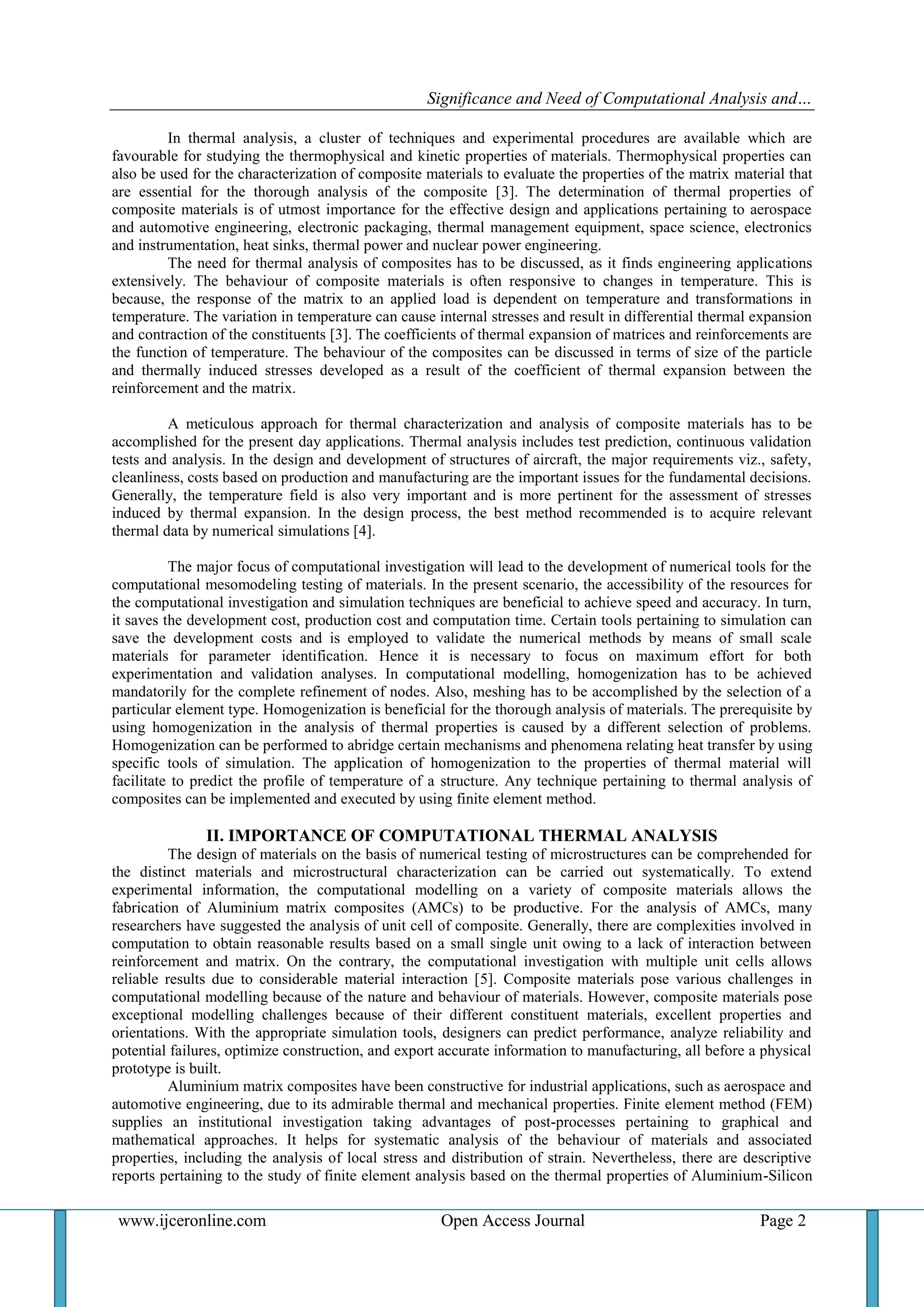 Significance And Need Of Computational Analysis And Finite Element