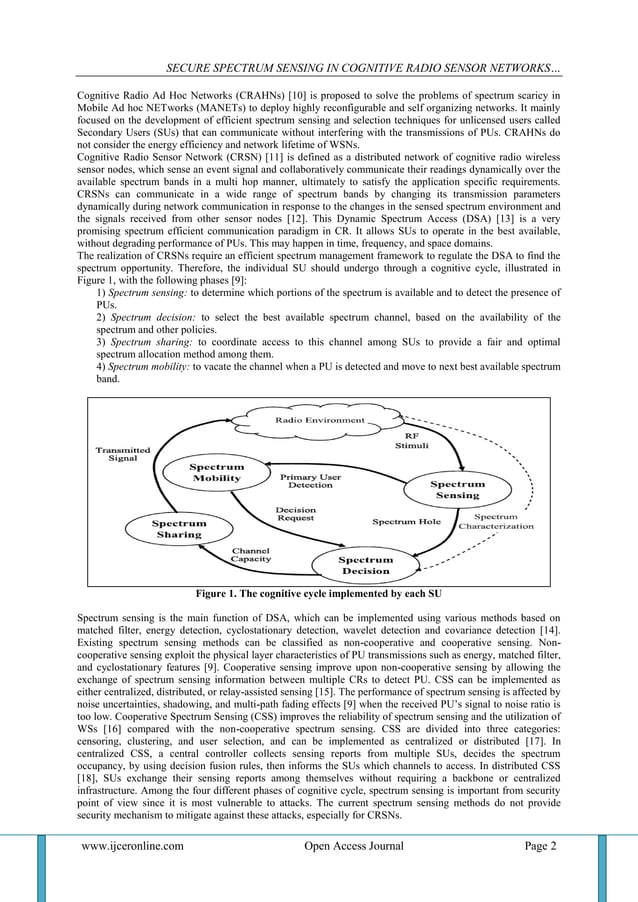 Secure Spectrum Sensing In Cognitive Radio Sensor Networks: A Survey | PDF