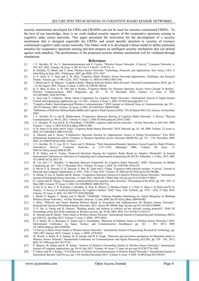 Secure Spectrum Sensing In Cognitive Radio Sensor Networks A Survey Pdf