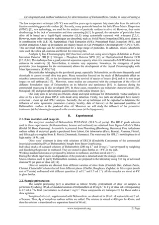 Development and method validation for determination of Deltamethrin residue in olive oil using a ...