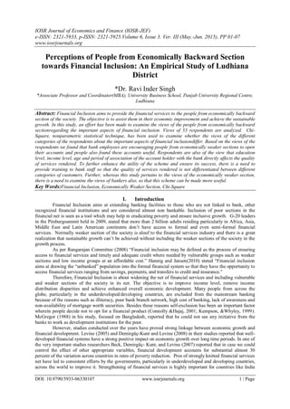 Perceptions of People from Economically Backward Section towards ...