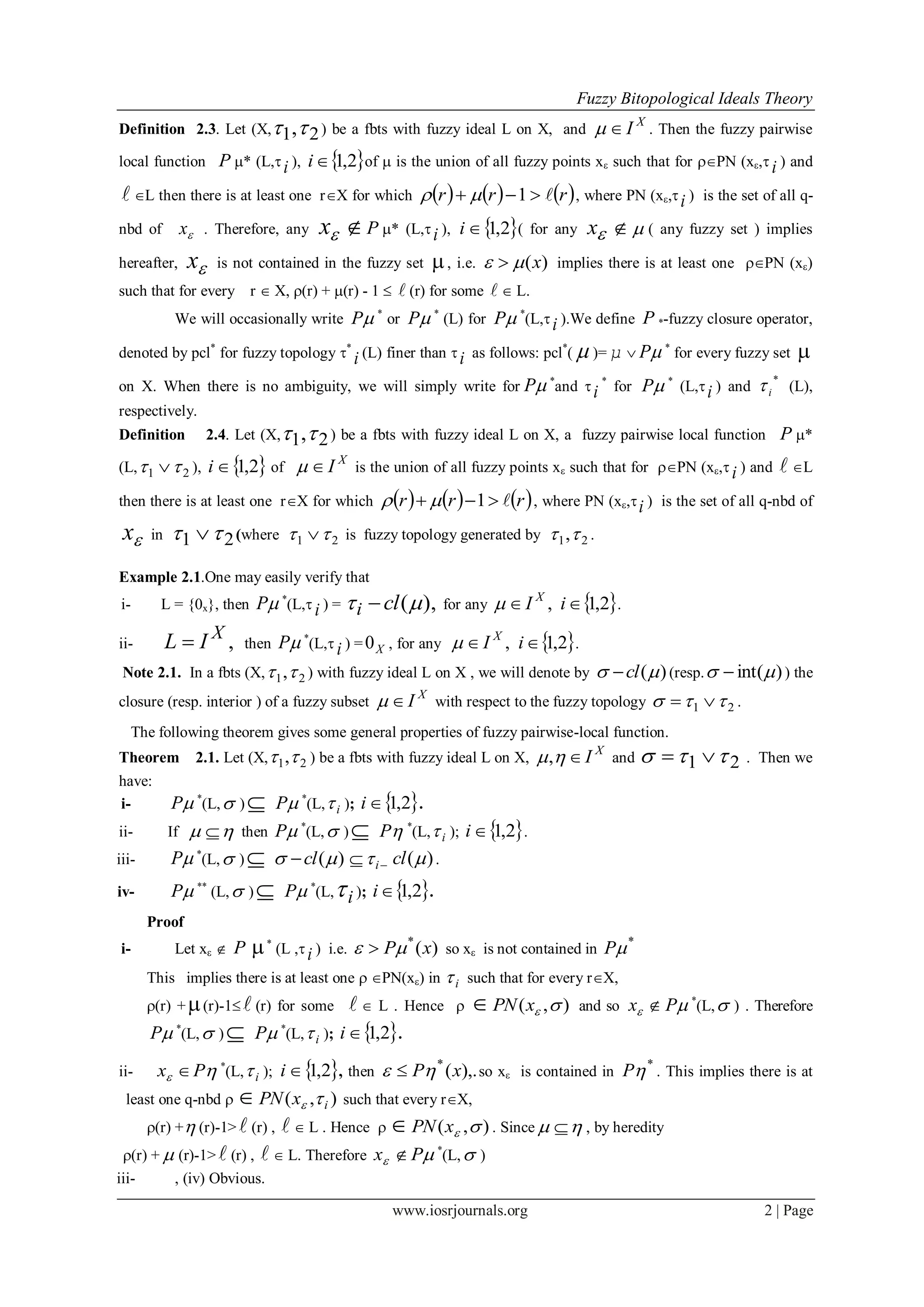 Fuzzy Bitopological Ideals Spaces | PDF