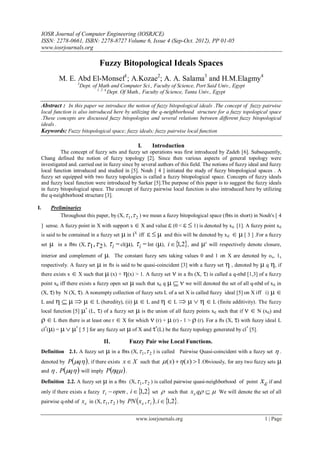 Fuzzy Bitopological Ideals Spaces | PDF